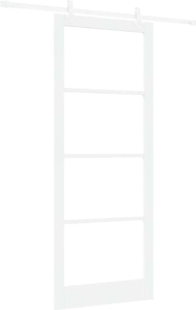 Posuvné dveře 93 x 232 cm Masivní borové dřevo a sklo Bílá 3332236