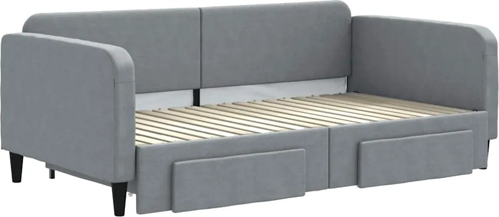 Válenda s přistýlkou a zásuvkami světle šedá 100x190 cm textil 3196895