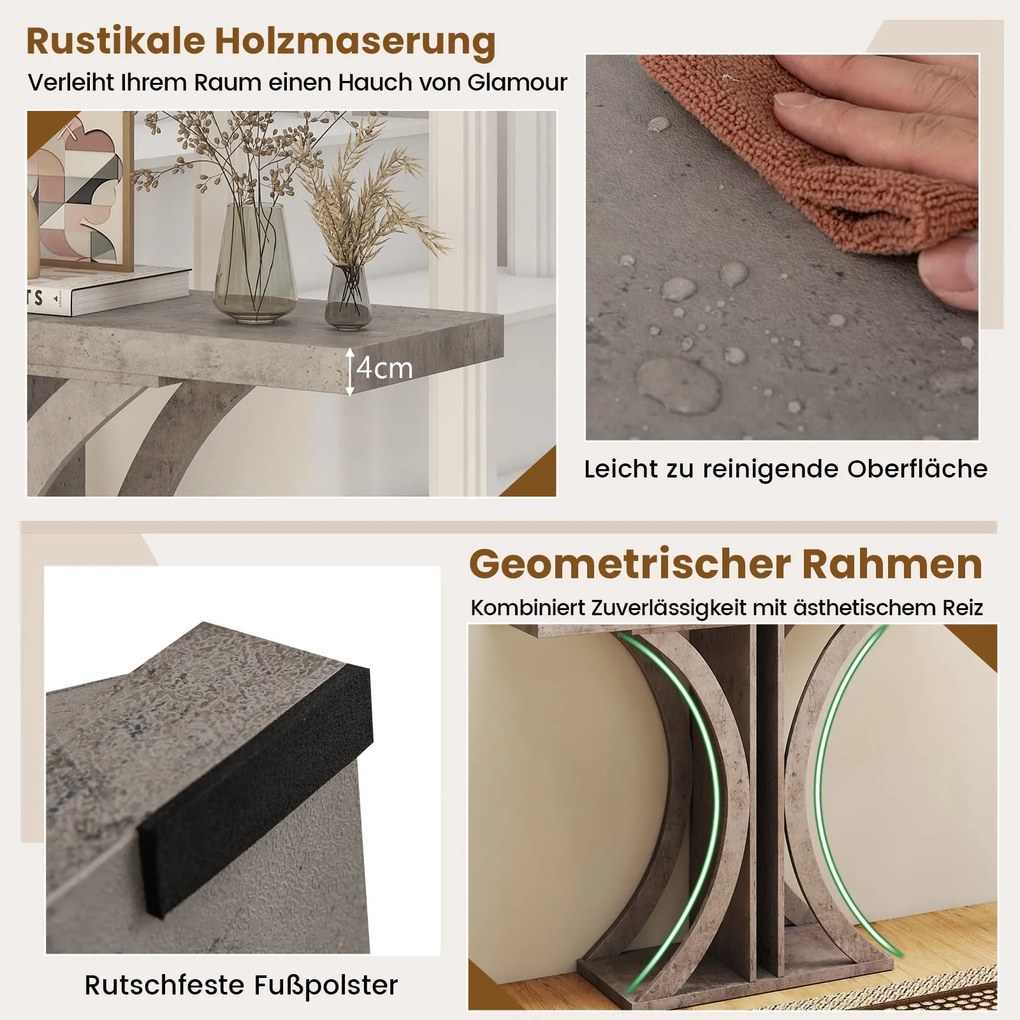 Costway Úzký konzolový stolek s geometrickým kovovým rámem v industriálním stylu