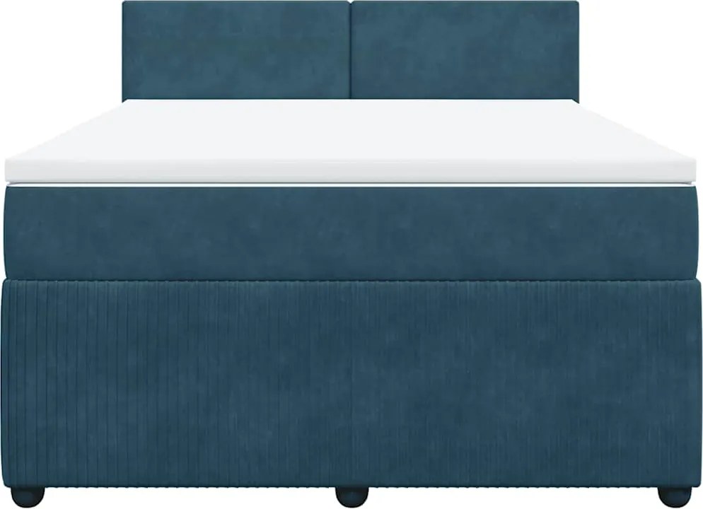 Box spring postel s matrací modrá 160 x 200 cm samet 3287780