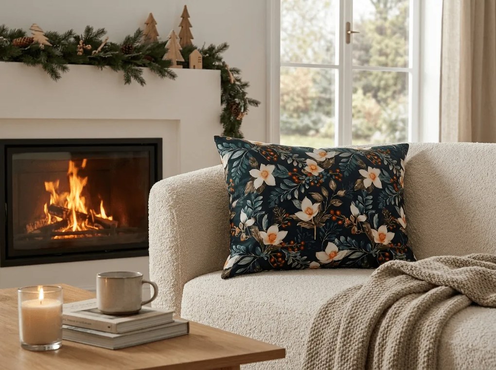 Povlak na polštář z mikrovlákna WINTER MAGNOLIA 50x70 cm, barevný