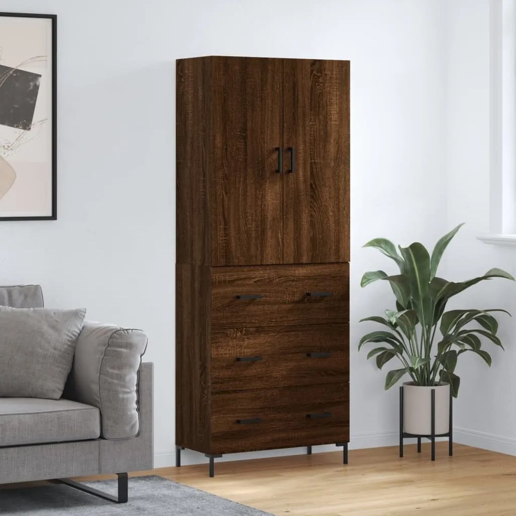 Skříň highboard kouřový dub 69,5 x 34 x 180 cm kompozitní dřevo