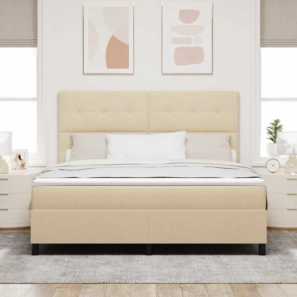 Postel s boxspringem s čelo Krémová 180 x 200 cm textil 3339411