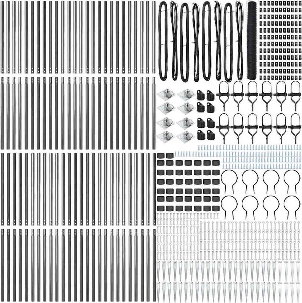 Hexagonální plot s podpěrou 100 x 1,4 m Ocel potažená PVC Šedá 3353316