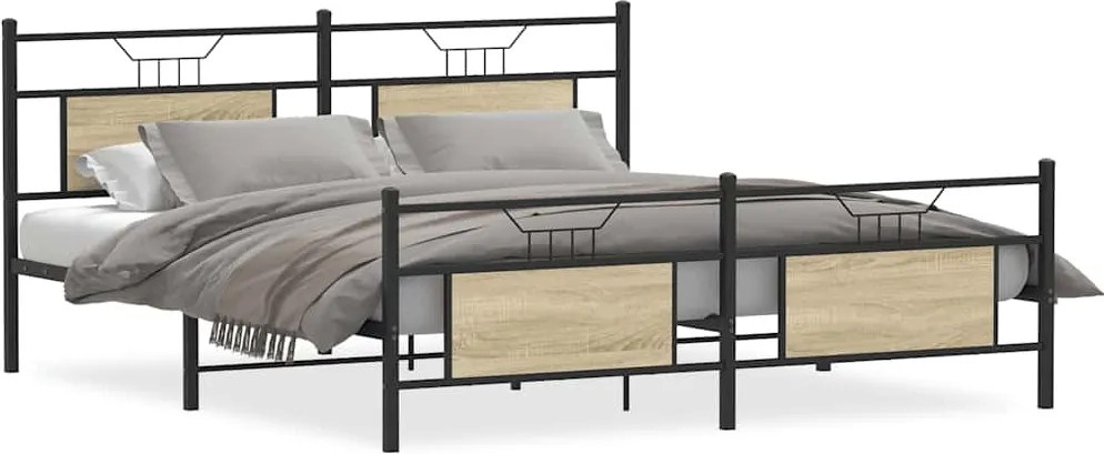 Kovový rám postele bez matrace dub sonoma 180 x 200 cm 3325098
