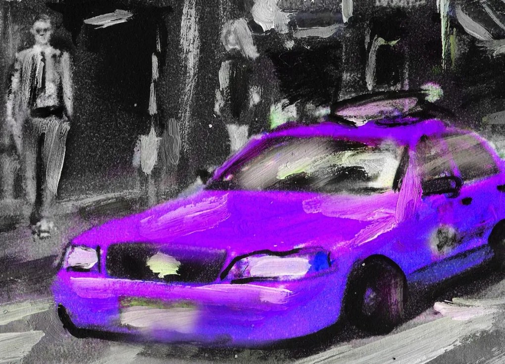 Obraz New York malovaný Purple Velikost (šířka x výška): 90x60 cm