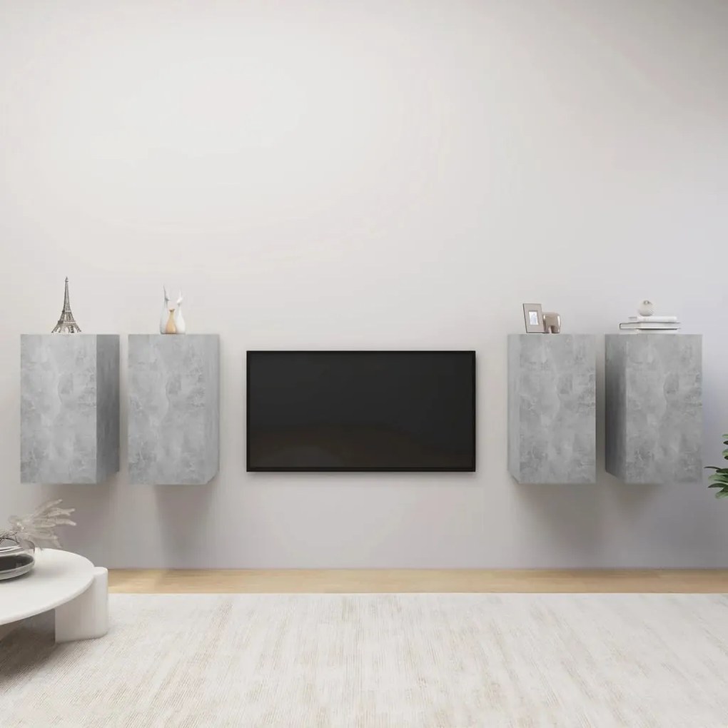 TV skříňky 4 ks betonově šedé 30,5 x 30 x 60 cm dřevotříska 3079160