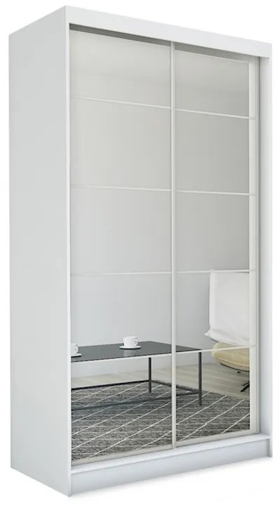 Expedo Skříň s posuvnými dveřmi a zrcadlem MARISA, bílá, 150x216x61