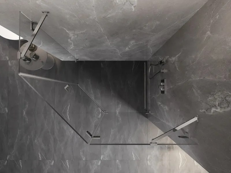 Mexen Lunar, pětiúhelníkový sprchový kout s pravým sklonem 100 x 80 cm, 8mm čiré sklo, chromový profil, 831-100P-080L-01-00-P
