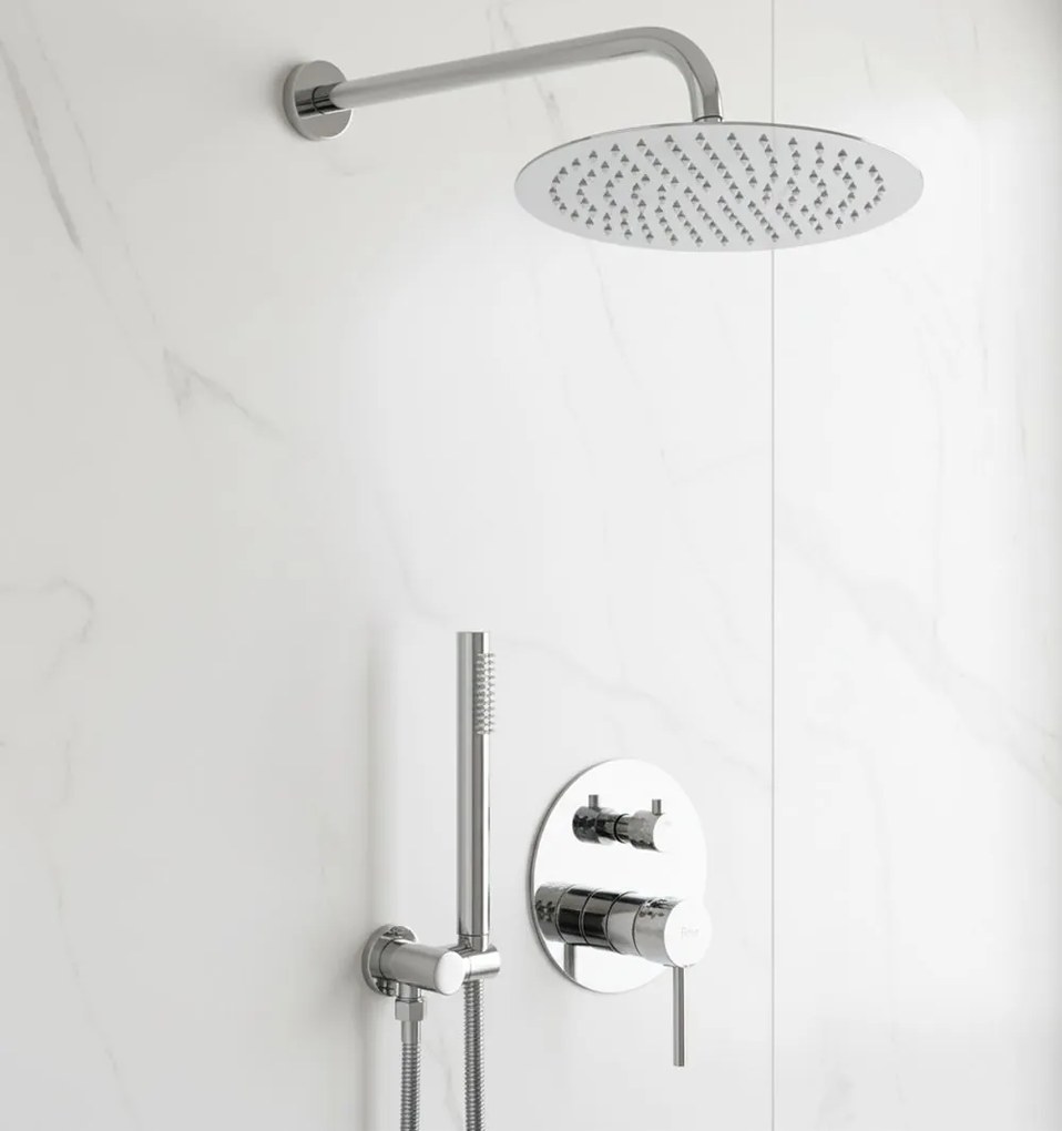 Rea Lungo Diamond, podomítkový sprchový set s dešťovou hlavovou a ruční sprchou, chromová, REA-P6963