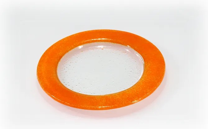 BDK-GLASS Kulaté talíře BAND - s oranžovým okrajem Průměr: 26cm