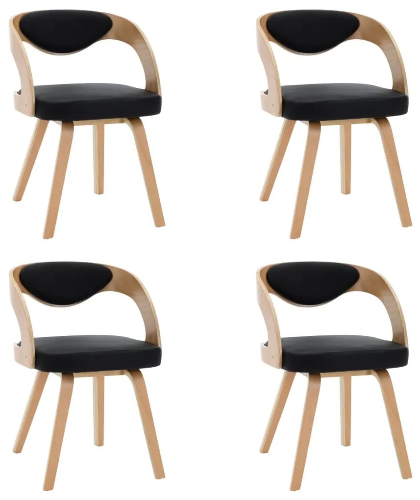 Jídelní židle 4 ks černé ohýbané dřevo a umělá kůže - Default Title