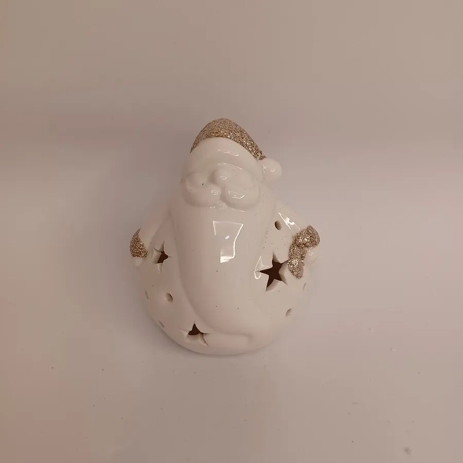 LED keramický santa, 7,6 × 7 × 7,8 cm, teple bílá, 2× LR44