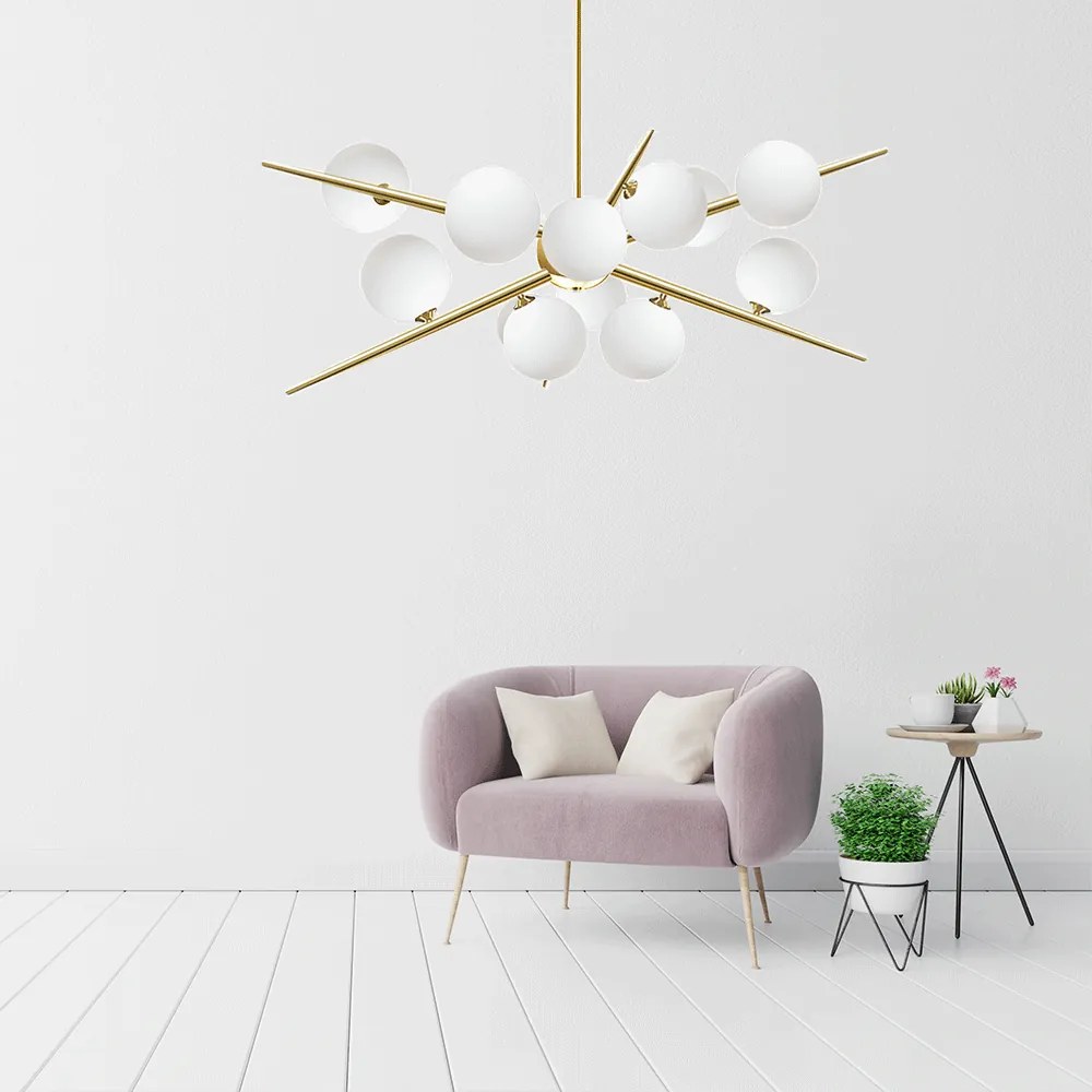 Toolight, stropní svítidlo 8xG9 APP998-12CP, bílá-zlatá, OSW-05553