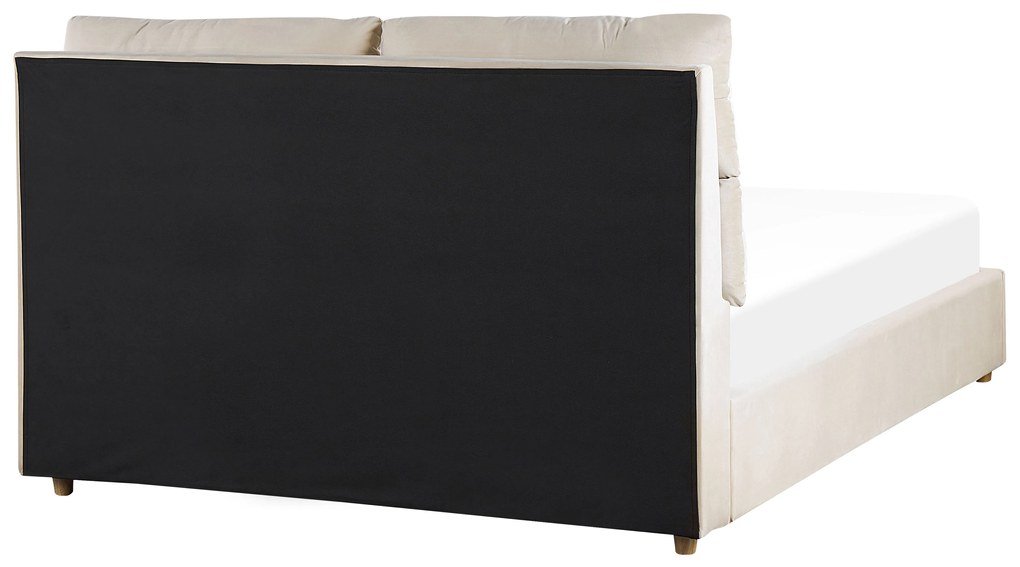 Sametová postel s úložným prostorem 140 x 200 cm béžová BATILLY Beliani
