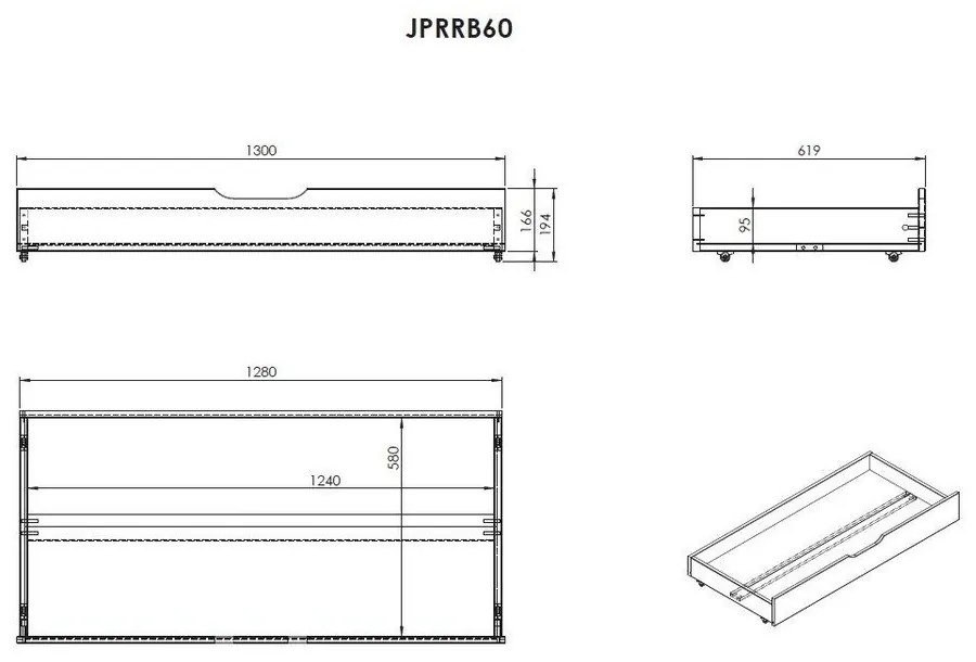 Bílá rostoucí dětská postel z borovicového dřeva s úložným prostorem s matrací a roštem Jumper – Vipack