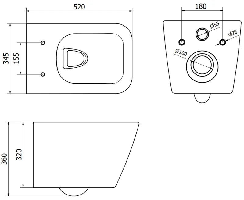 Mexen Cube WC mísa Rimless s pomalu padající deskou slim, duroplast, Bílá - 30924000