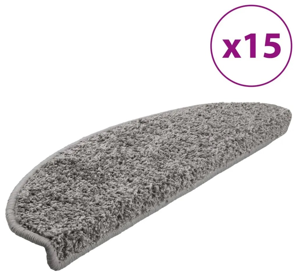 vidaXL Marketos Schodové rohože 15 ks 65 x 21 x 4 cm šedé, půlkulaté, velké