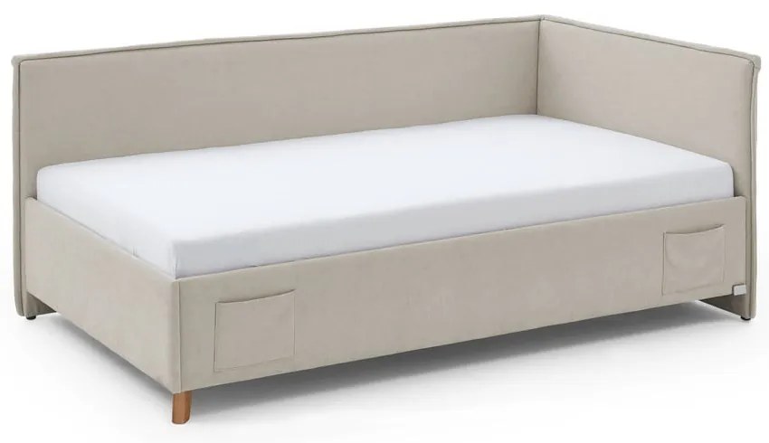 Béžová čalouněná rohová dětská postel s úložným prostorem s roštem 120x200 cm Fun – Meise Möbel Biano.cz