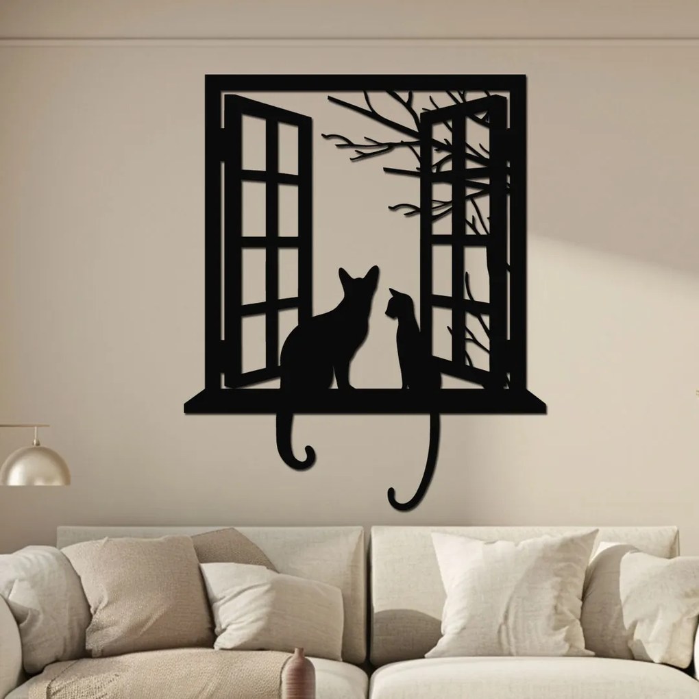 dřevo života Dřevěný nástěnný obraz Kočičí výhled - IHNED K ODESLÁNÍ Zvolte rozměr (cm): 49x60, Zvolte barvu dekoru: Buk