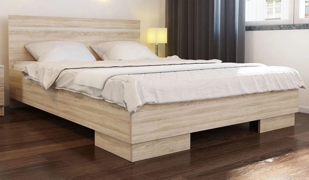 Casarredo Manželská postel s roštem 140x200 cm v dekoru dub sonoma KN535
