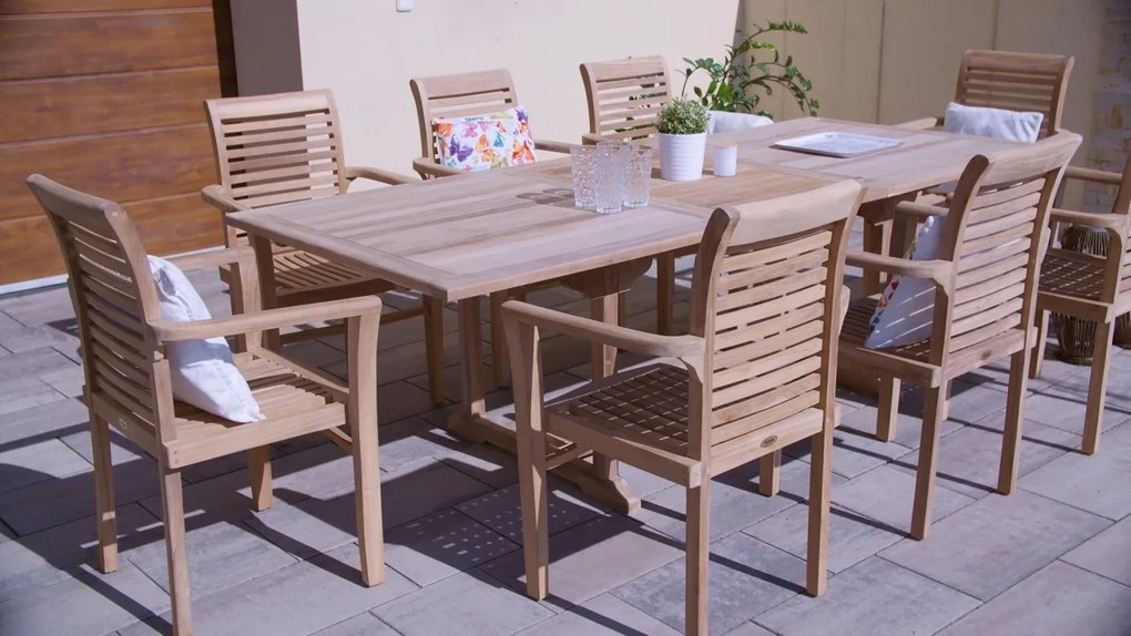 Noela Dřevěný zahradní nábytek Faisal I. teak set 1+8