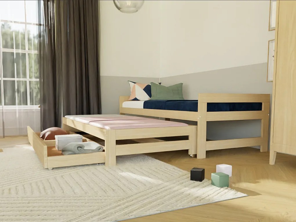 Benlemi Jednolůžková postel SIMPLY 90x200 3v1 s přistýlkou a 2 úložnými šuplíky Zvolte barvu: Cihlová