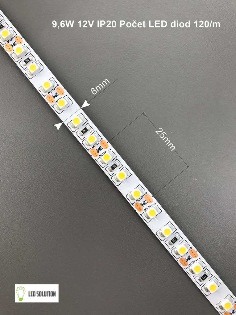 LED Solution LED pásek 9,6W/m 12V bez krytí IP20 Barva světla: Teplá bílá 07301