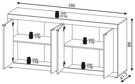 Komoda RUNEA dub sonoma/bílá