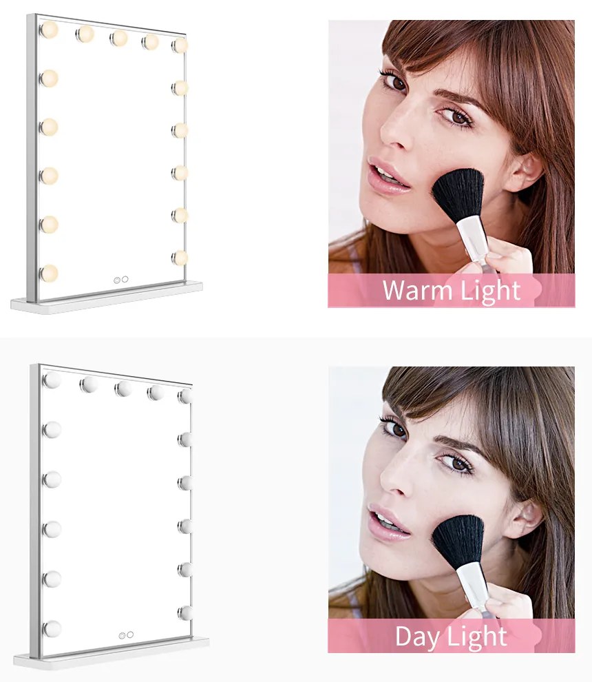 Stolní zrcadlo make-up MMIRO 51,2x42 cm | stříbrná