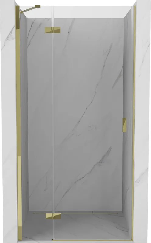 Mexen Mist-H, 1-křídlé sprchové dveře levé 90 cm, čiré sklo, zlatý lesklý profil, 8A5-090-000-50-00-L