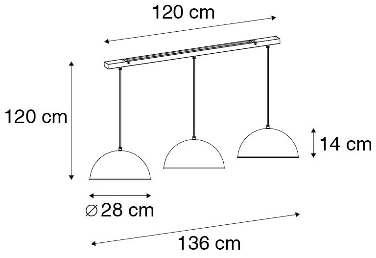 Průmyslové závěsné svítidlo černé se zlatem 3-světlo - Magnax