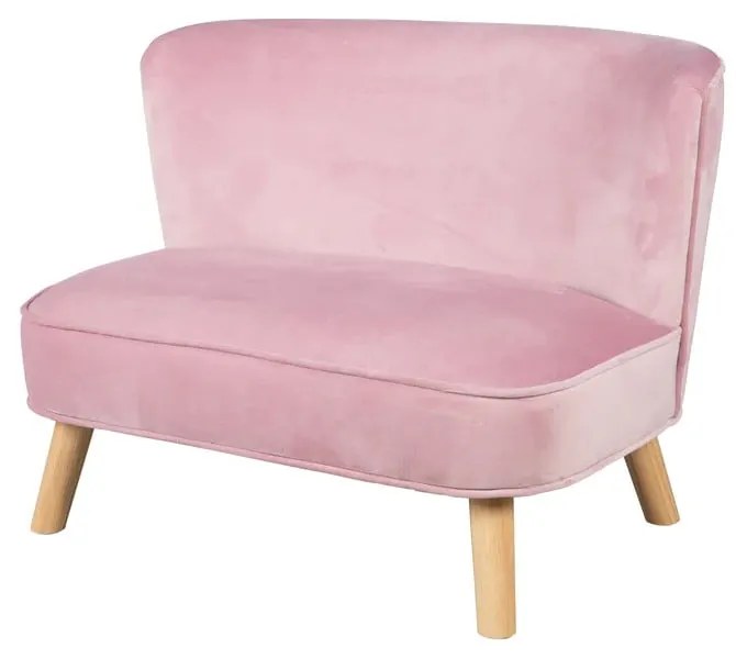 Světle růžová sametová dětská pohovka 70 cm Lil Sofa – Roba