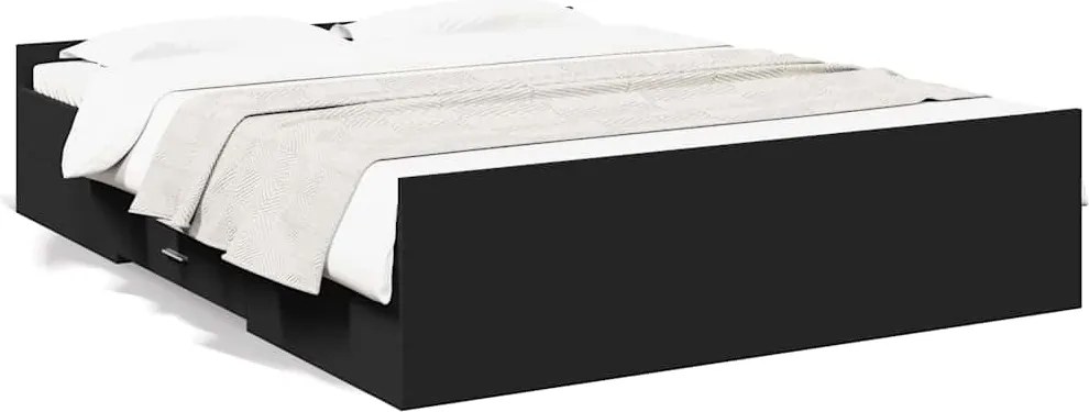 Rám postele se zásuvkami černý 150 x 200 cm kompozitní dřevo 3280287