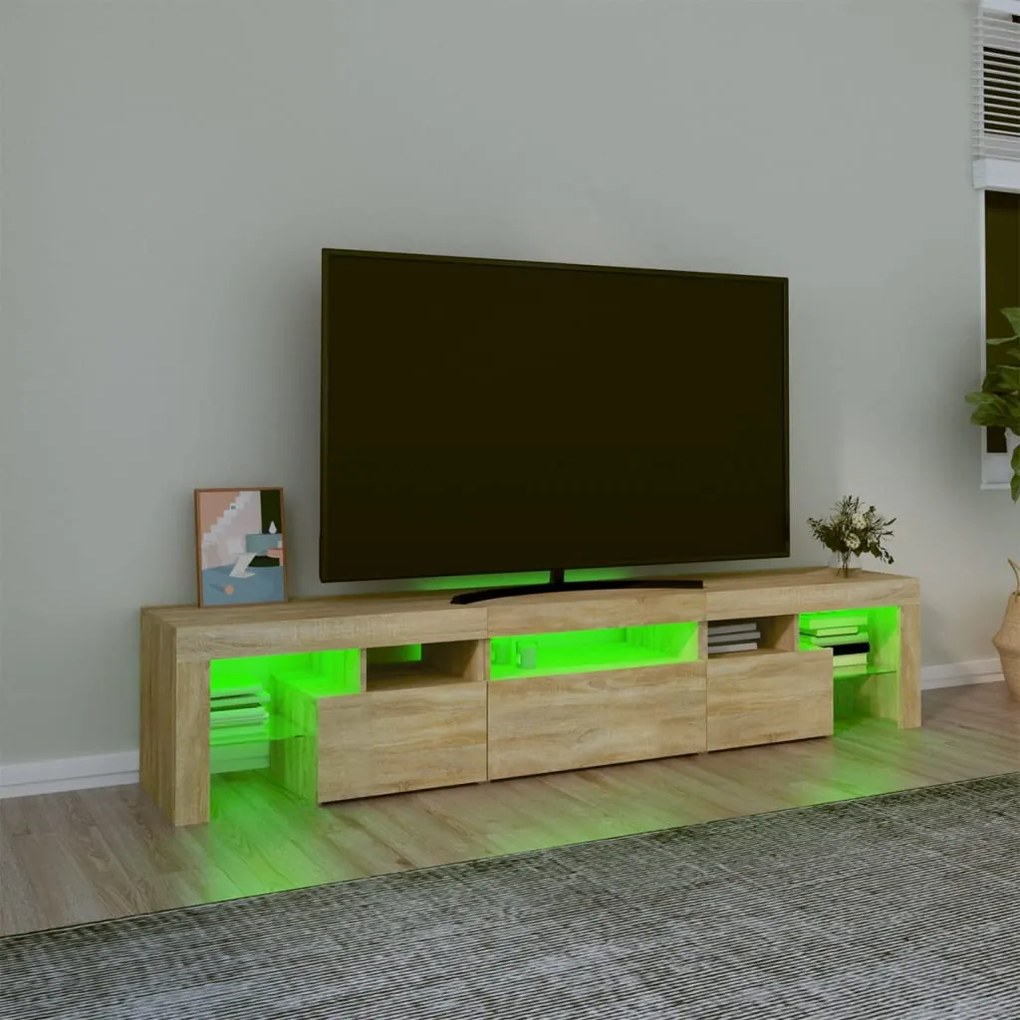 TV skříňka s LED osvětlením dub sonoma 200x36,5x40 cm 3152812