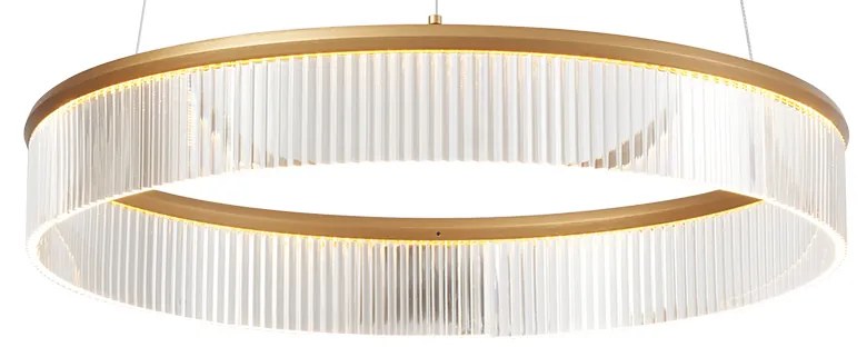 Moderní závěsné svítidlo mosazné 59cm vč. LED 3-stupňové stmívatelné - Anello Chandelier