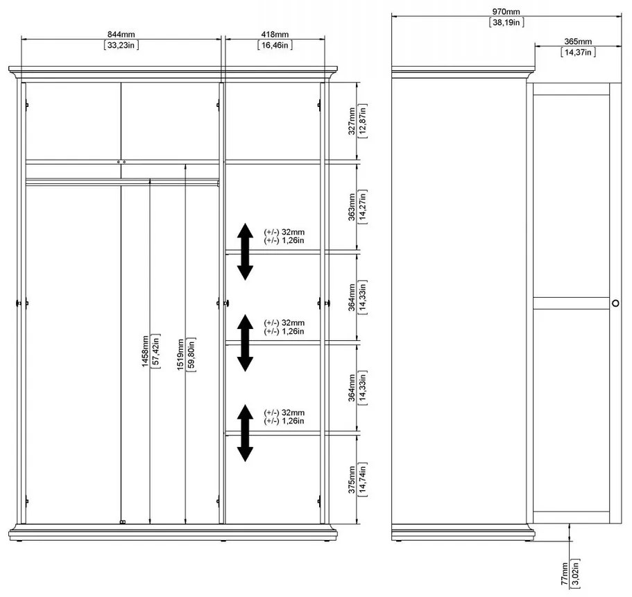 Šatní skříň Provence II, bílá