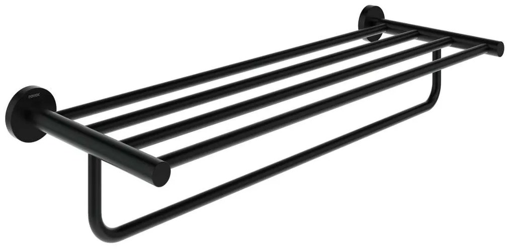 Ravak Kona - Držák ručníku s poličkou, délka 60 cm, matná černá X07P1305