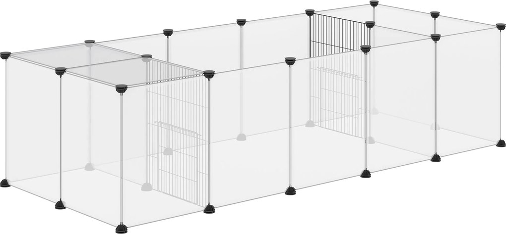 Pawhut DIY Ohrada pro domácí zvířata s 20 pryskyřičnými panely - Modulární klec pro malé zvířata pro morčata, králíky a činčily 175x70x45 cm Bílá