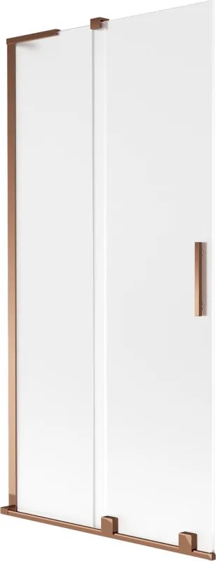 Mexen Velar L, 2-křídlová posuvná vanová zástěna 95 x 150 cm, 8mm sklo námraza, růžové zlato, 896-095-003-31-60