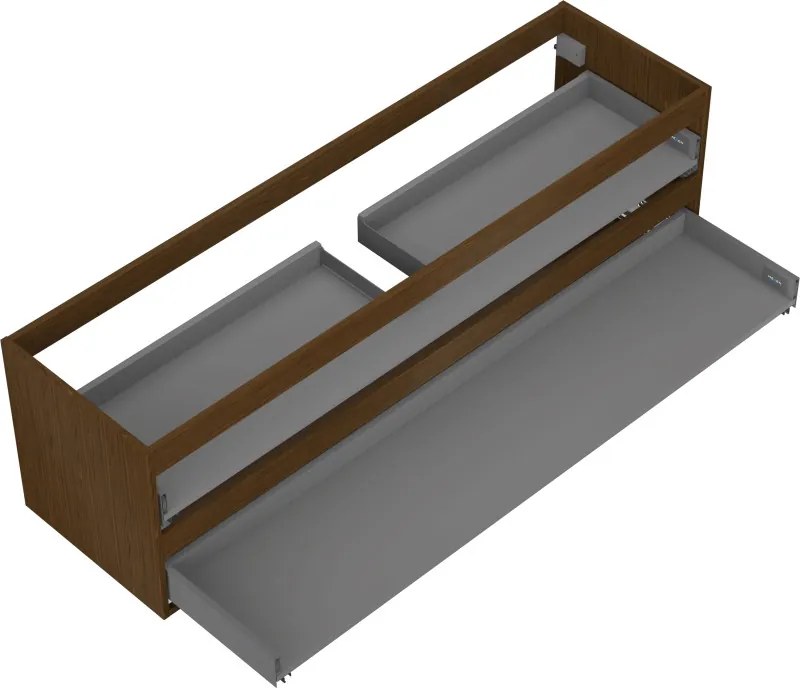 Mexen Box-A, závěsná skříňka 160 cm, 2 zásuvky, ořech, 91AX0-1600-470-2-86