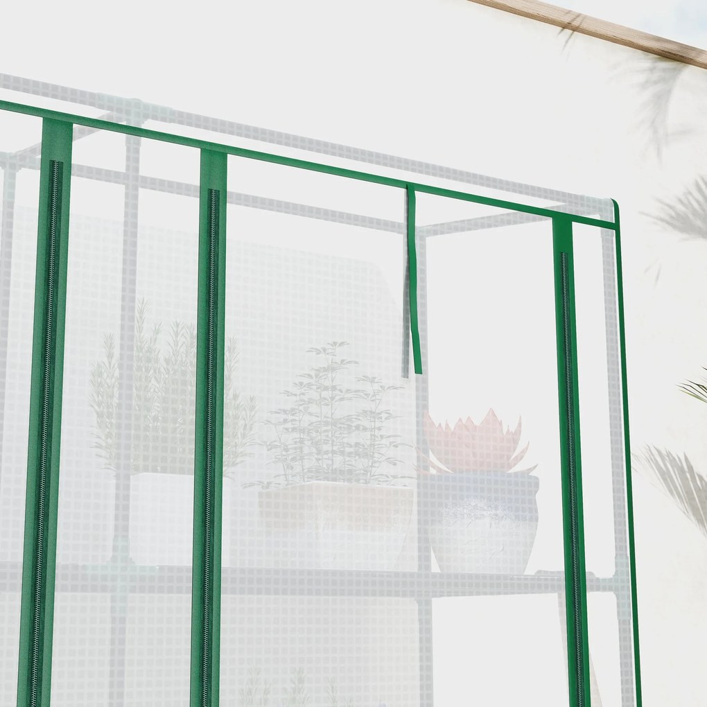 Outsunny 3patrový PVC skleník s ocelovým rámem, 2 rolovací dveře na zip — 215 x 46 x 151 cm, bílý