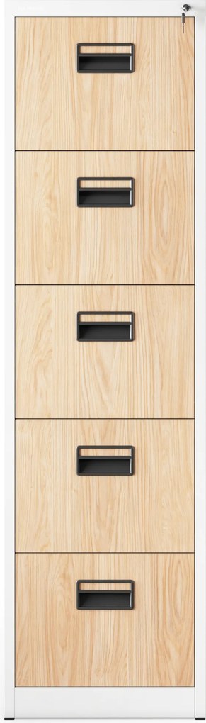 Kovová kartotéková skříň s 5 zásuvkami, bílá/dub sonoma, 460x1625.5x620 mm: SARA Eco Design
