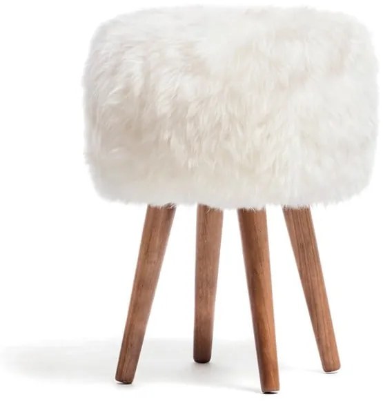 Stolička s bílým sedákem z ovčí kožešiny Royal Dream, ⌀ 30 cm
