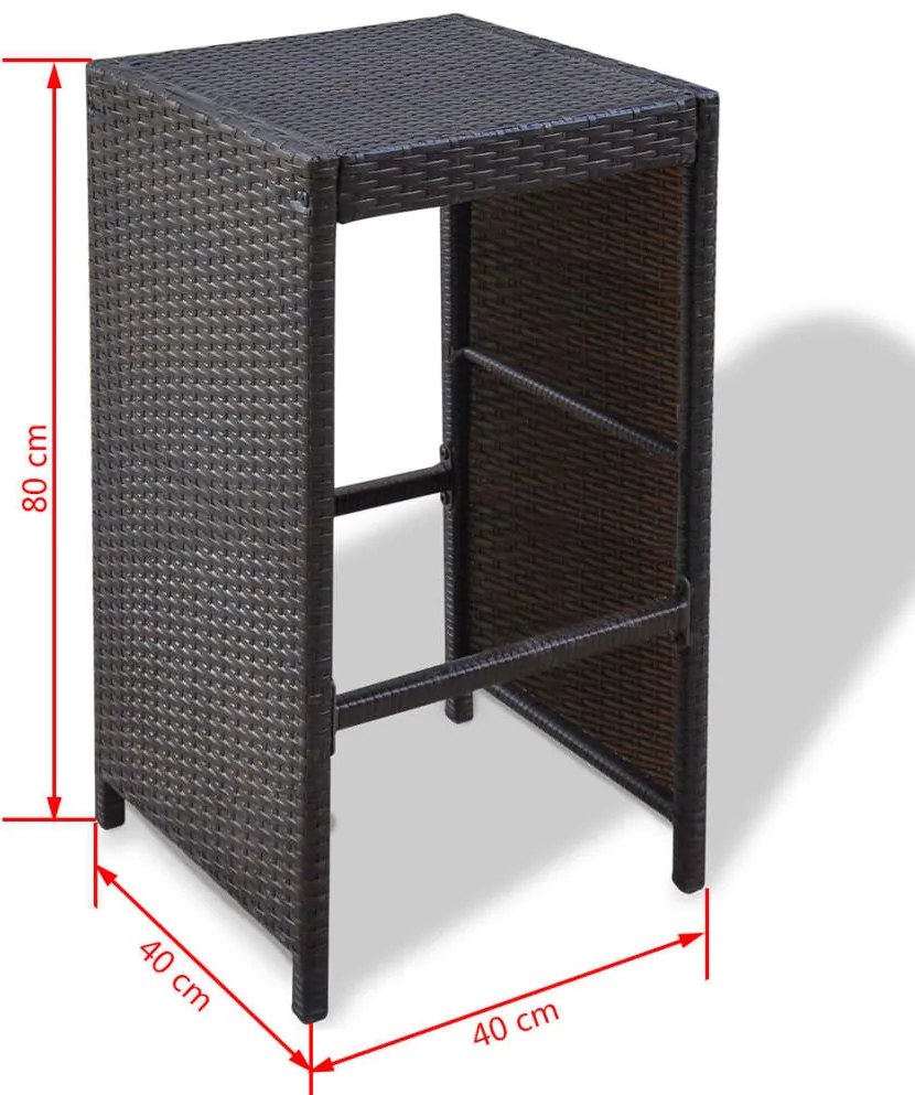 vidaXL Marketos 7dílný zahradní barový set s poduškami polyratan hnědý