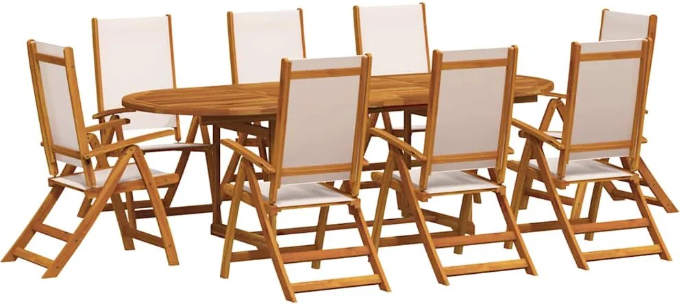 9dílný zahradní jídelní set masivní akáciové dřevo a textilen 3279277