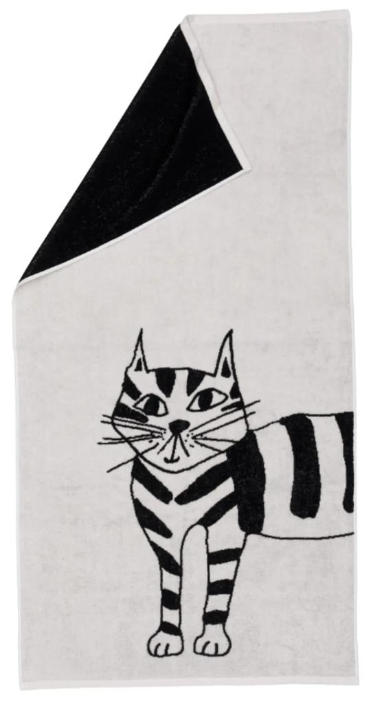 helen b Bavlněná osuška Cat 70 x 140 cm, bílá barva, textil