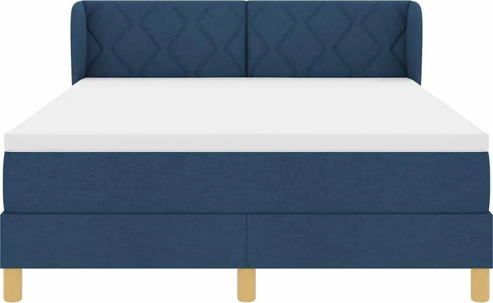 Postel s boxspringem s čelo Modrá 160 x 200 cm textil 3340289