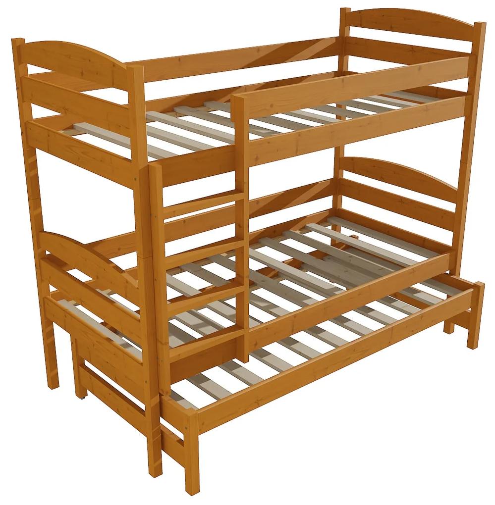 Vomaks Patrová postel s výsuvnou přistýlkou PPV 009 Rozměr: 80 x 200 cm, Barva: moření dub, Prostor mezi lůžky: 80 cm