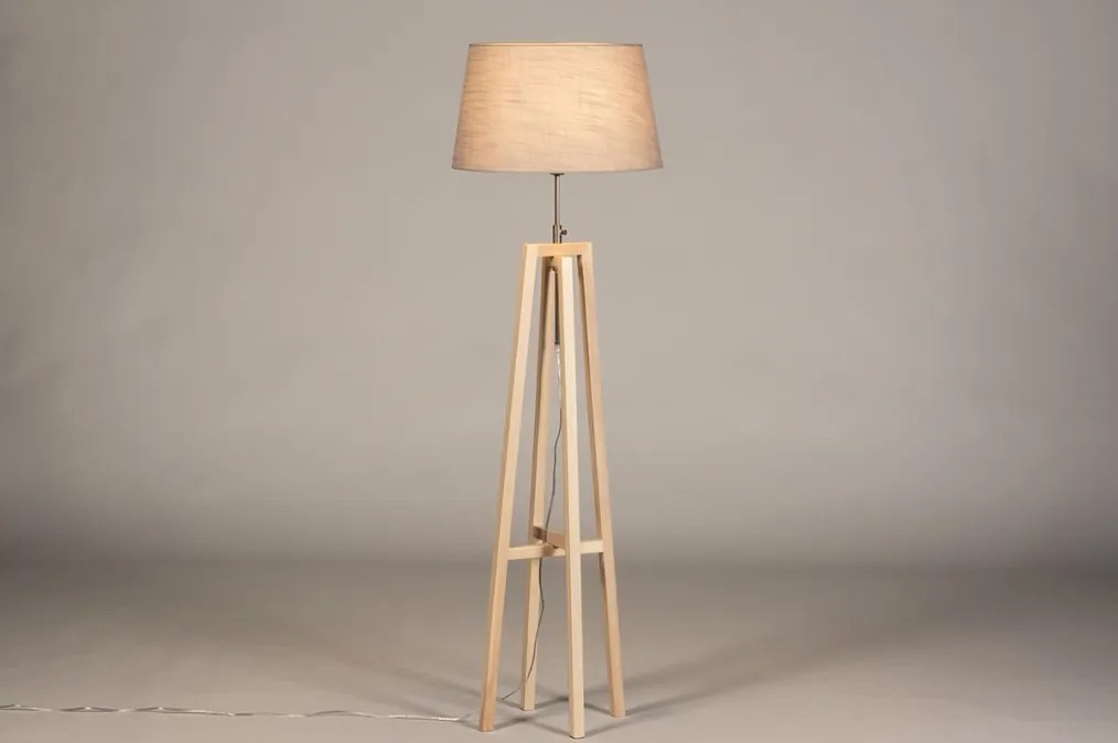 Stojací designová lampa Paola Taupe and Natur Wood